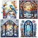 32 Winter Stained Glass PNG Clipart Bundle, Watercolor Colored Snowy ...