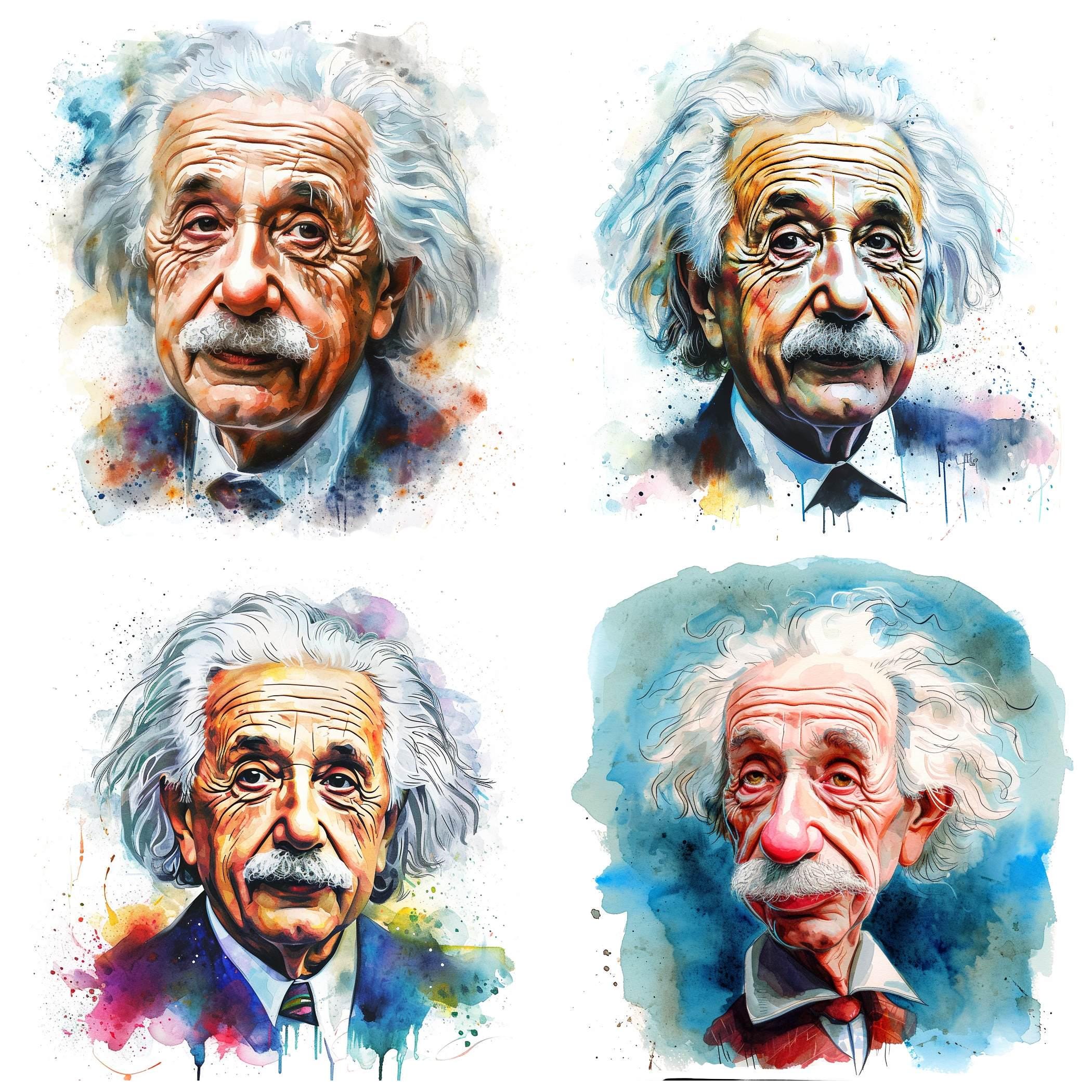 28 Albert Einstein PNG Clipart Bundle, Watercolor Einstein JPEG Digital ...