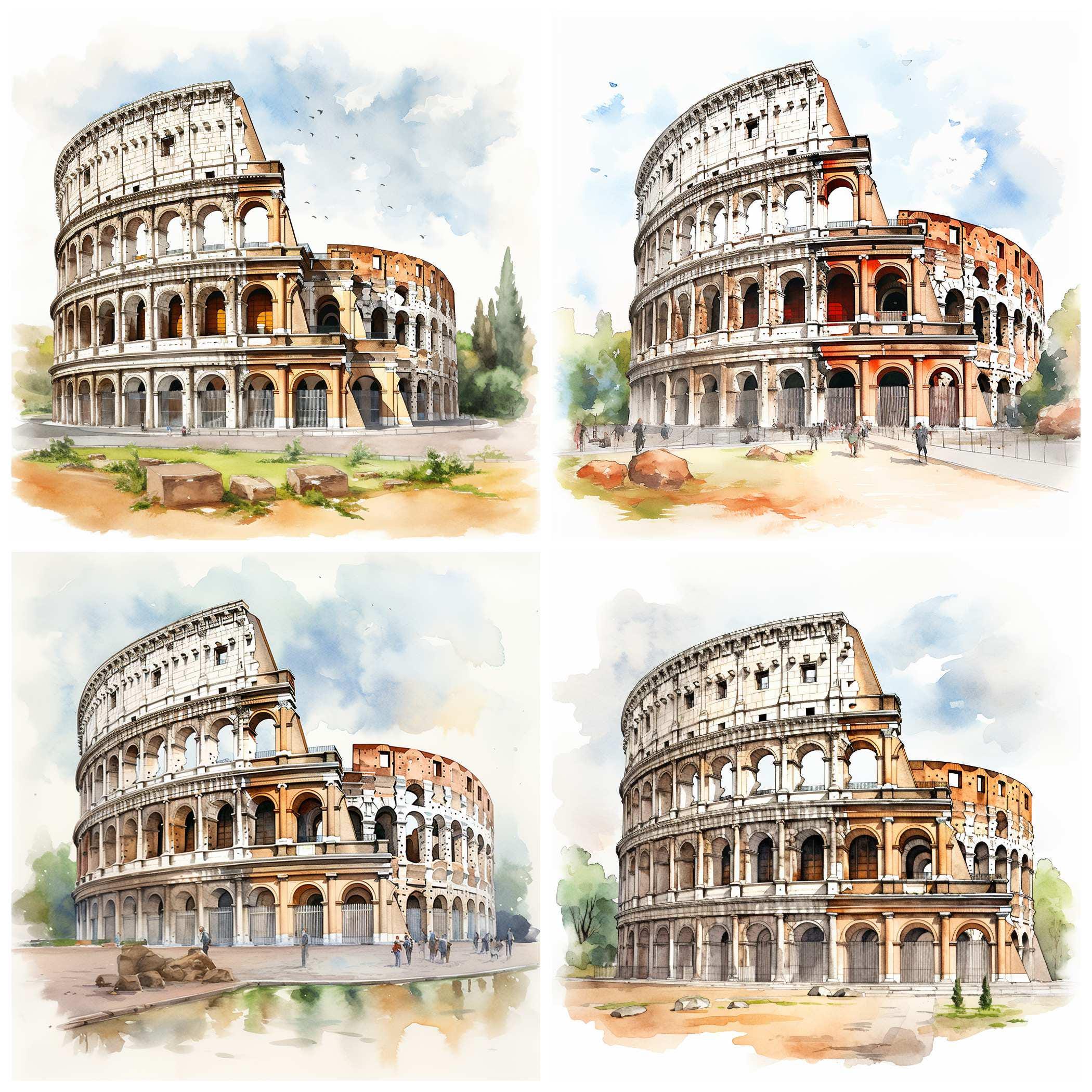 21 Colosseum Rome PNG Clipart Bundle, Watercolor Ancient Colloseum ...