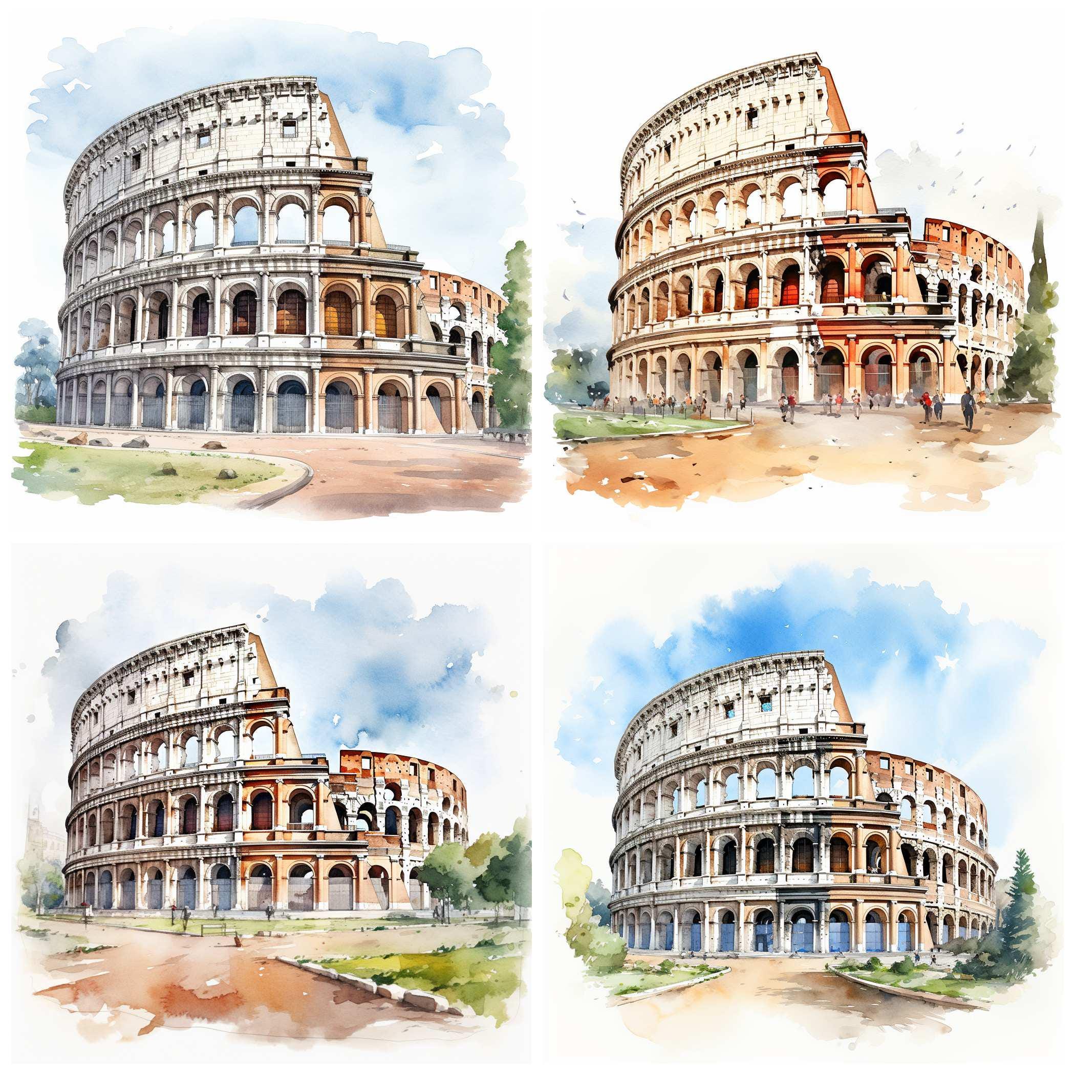 21 Colosseum Rome PNG Clipart Bundle, Watercolor Ancient Colloseum ...