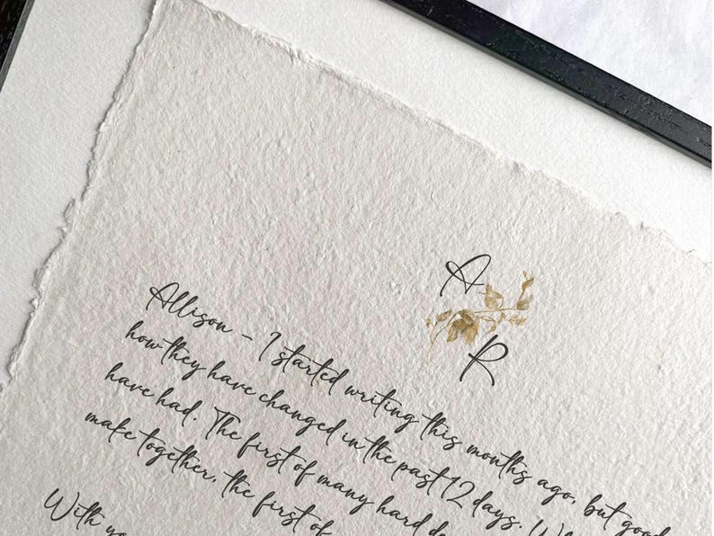 Custom Song Lyrics Print, Handmade Paper, Torn Edges, Monogram ...