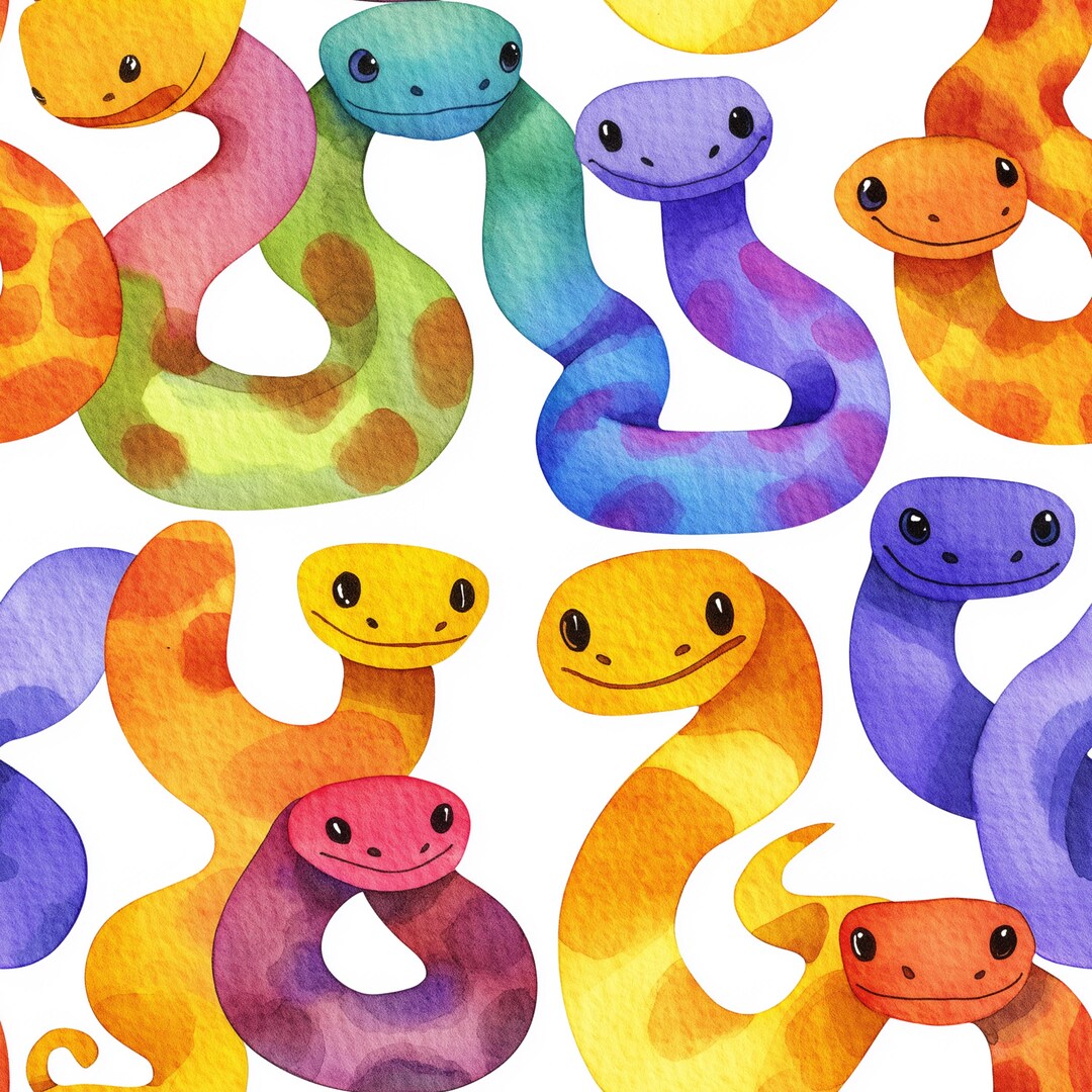 Colorful Cartoon Snakes Pattern. - Etsy