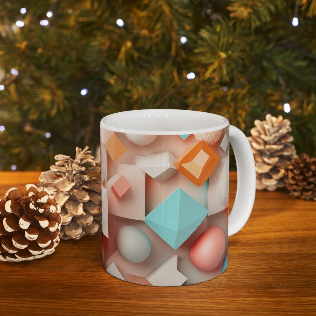 Geometric Art Mug V.2- Vibrant 3D Shapes Design | Available in 11oz and ...