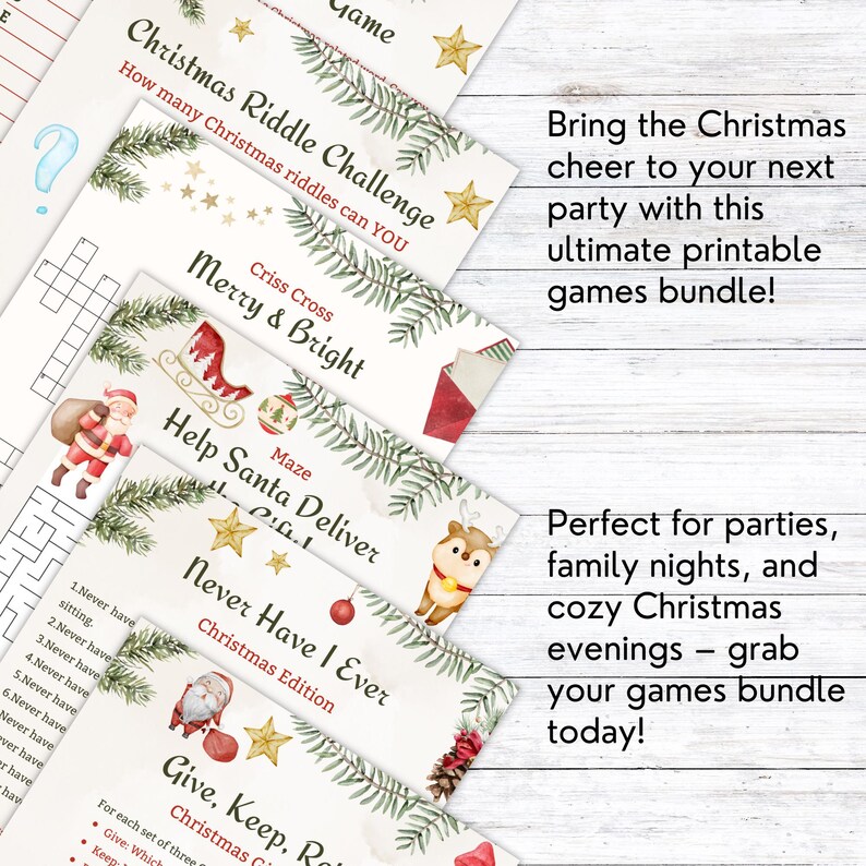 20 Printable Christmas Games Bundle, Party Games for Family & Friends ...
