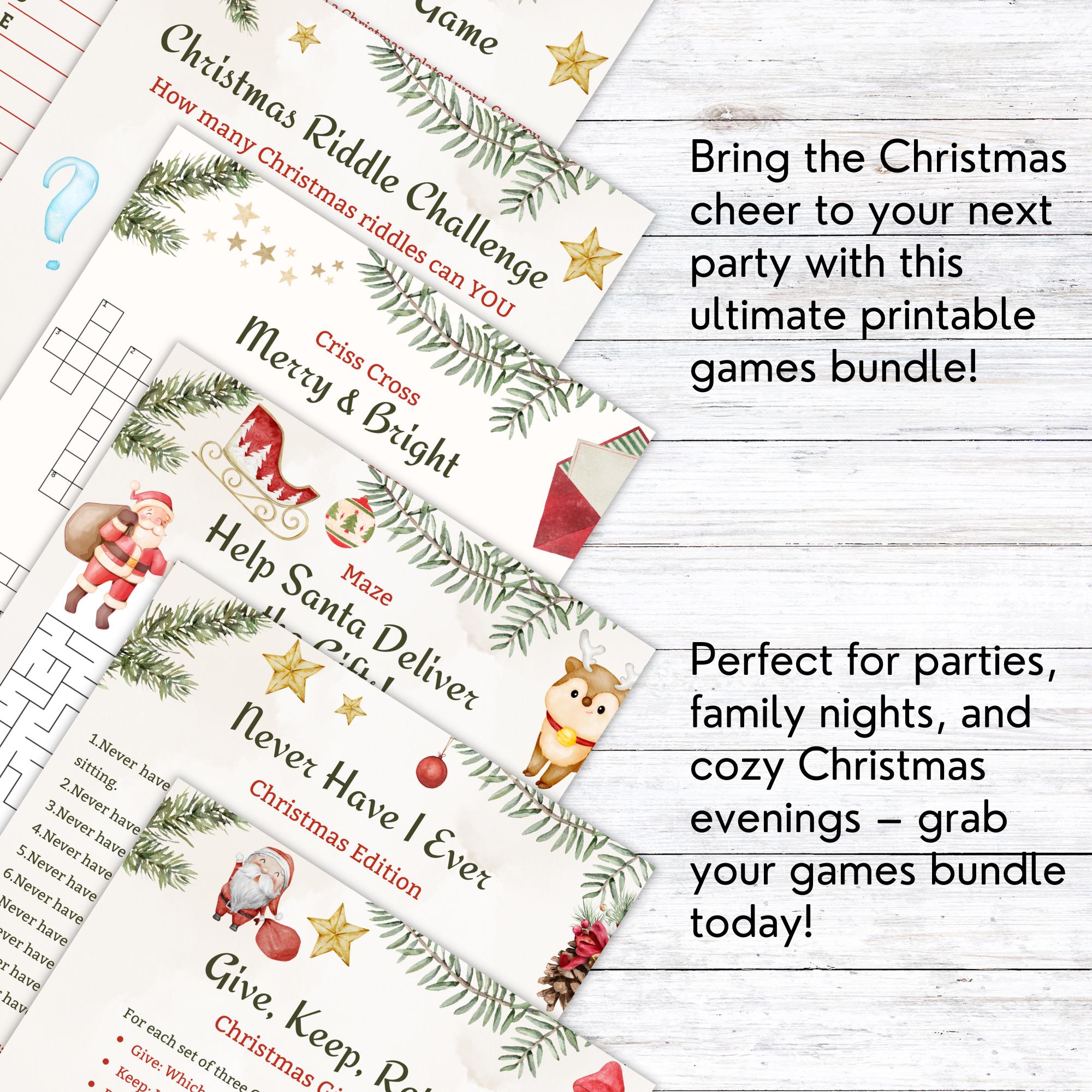 20 Printable Christmas Games Bundle, Party Games for Family & Friends ...