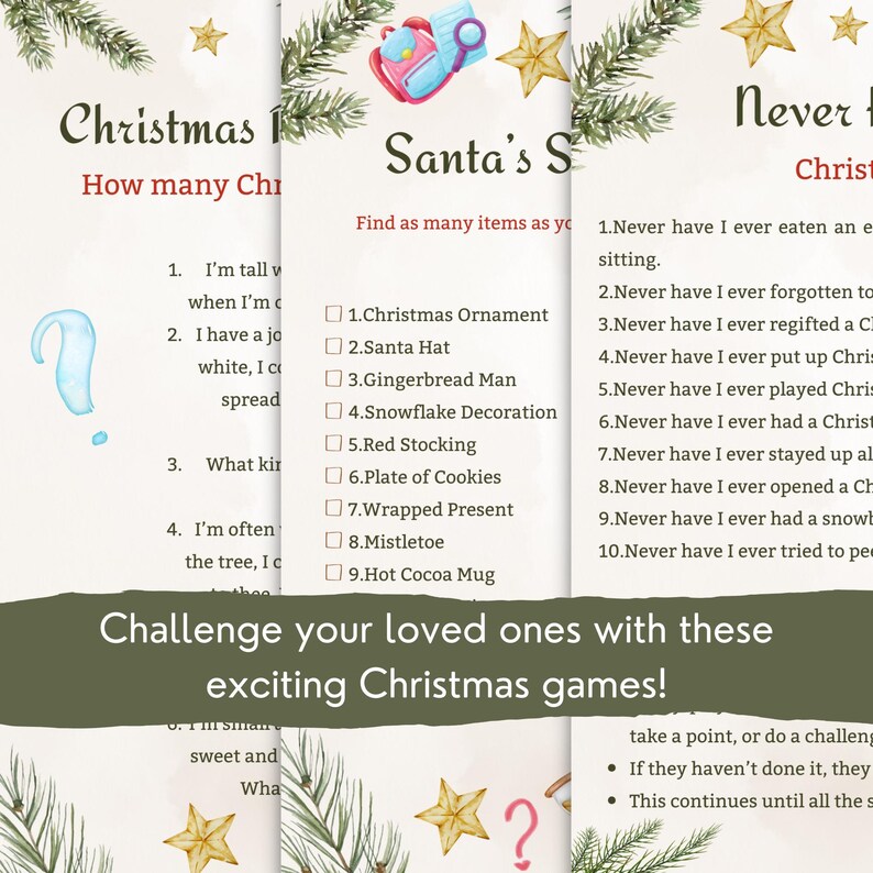 20 Printable Christmas Games Bundle, Party Games for Family & Friends ...