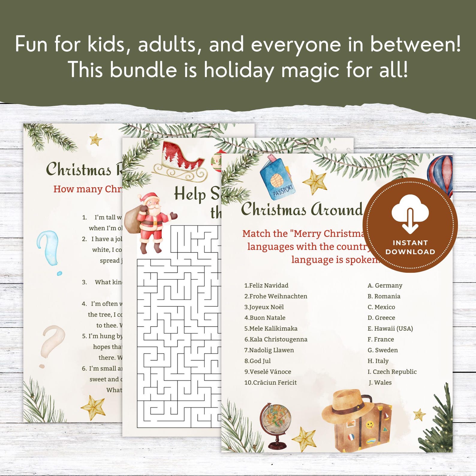 20 Printable Christmas Games Bundle, Party Games for Family & Friends ...