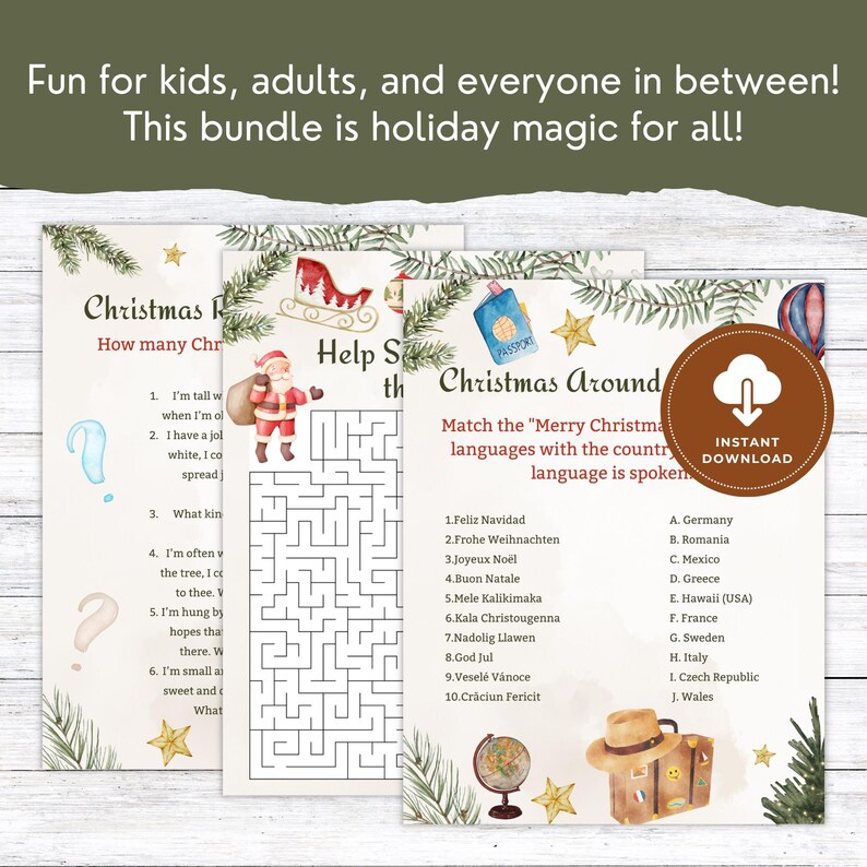 20 Printable Christmas Games Bundle, Party Games for Family & Friends ...