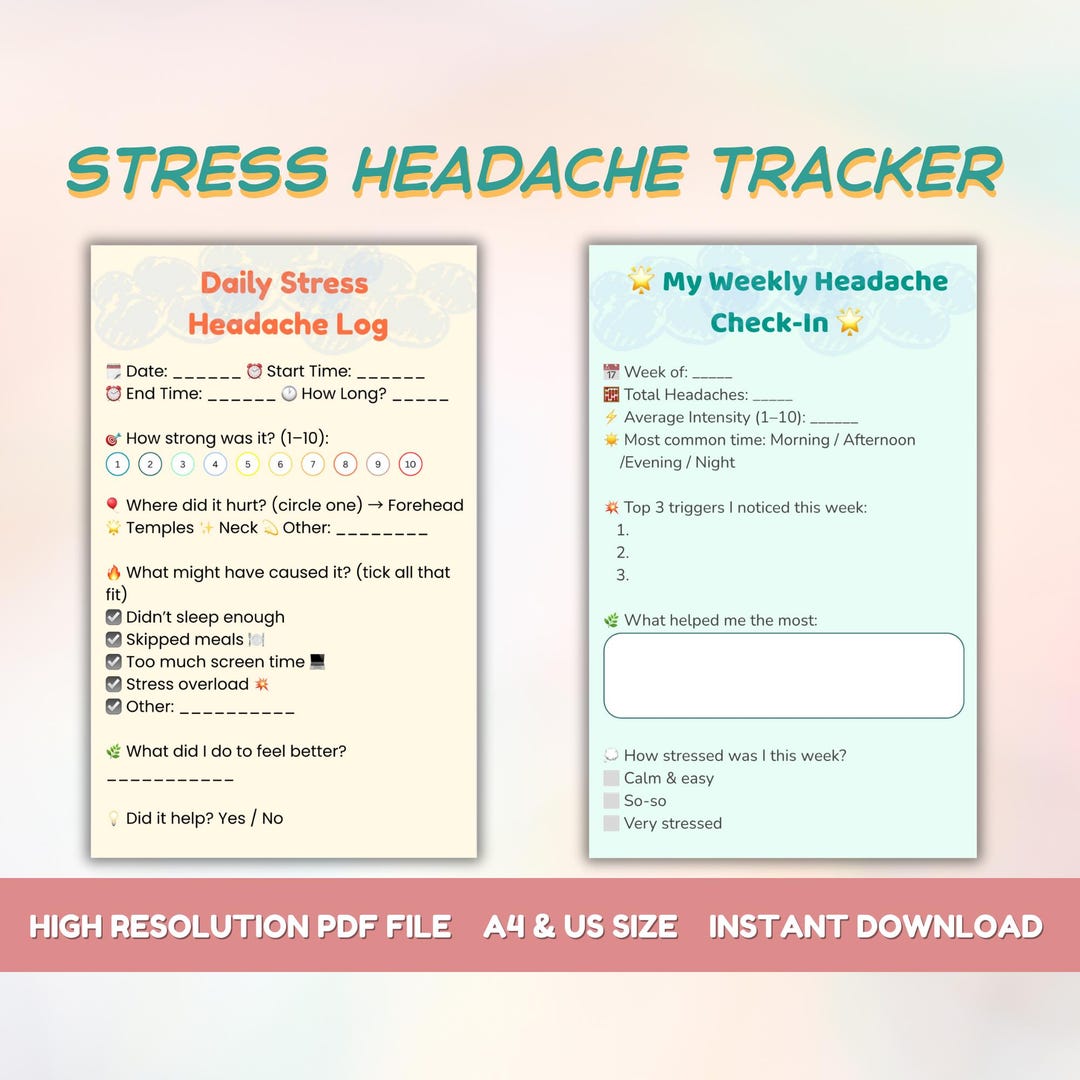 Headache Tracker Printable: Symptom & Severity Log (PDF Download) - Etsy