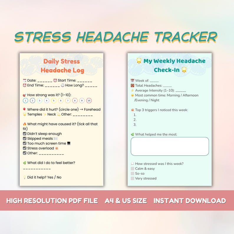 Headache Tracker & Log | Printable Headache Journal PDF | Track ...