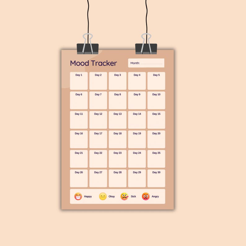 Mood Tracker Printable | Monthly Emotion Wellness Planner - Etsy