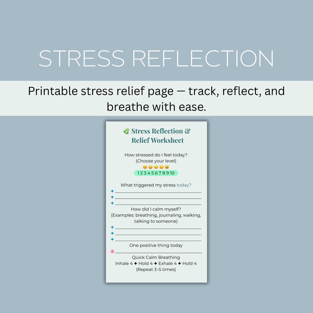 Stress Reflection Worksheet: Self-care & Coping Skills (digital ...