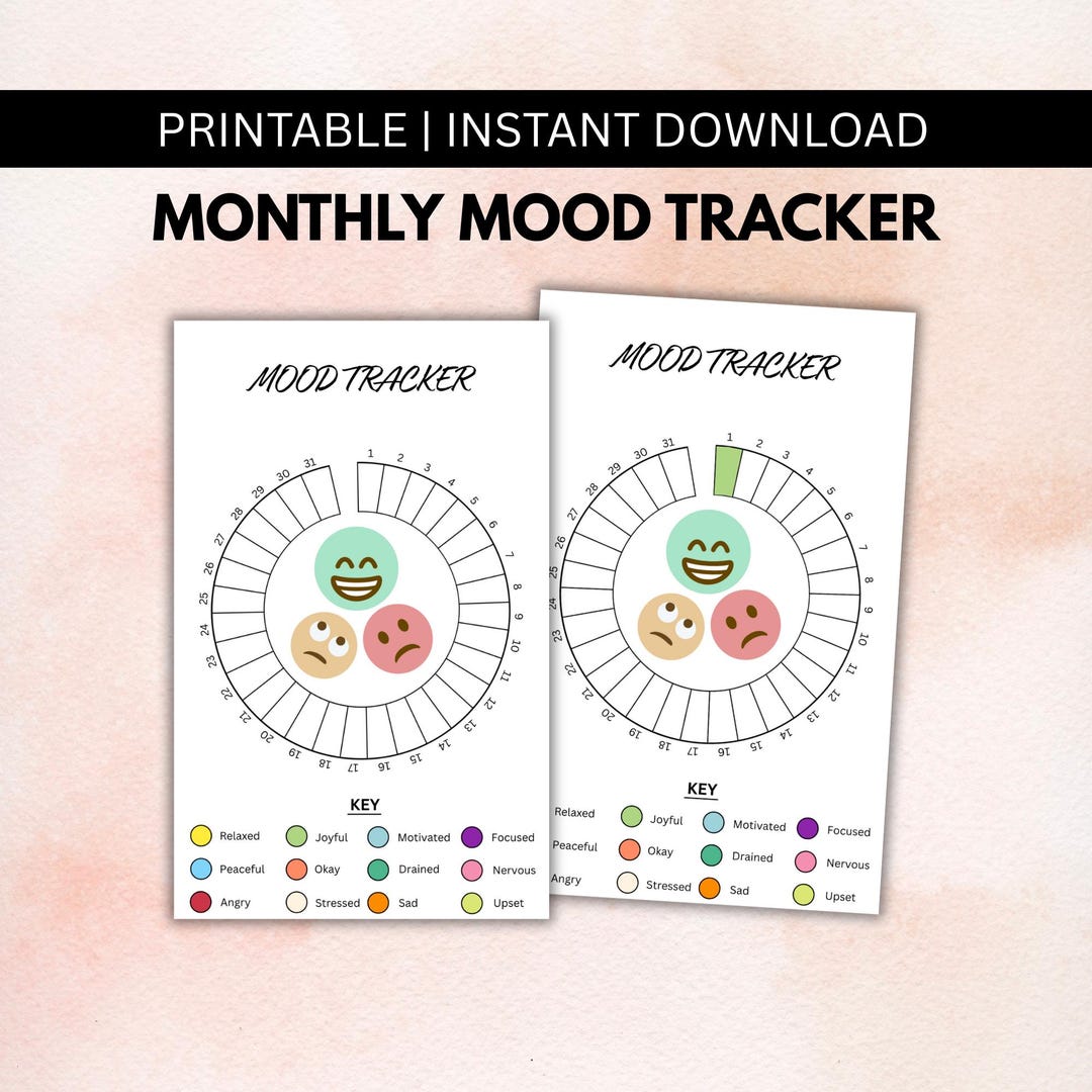 Circular Mood Tracker Journal: Daily Emotion Log (A4 PDF Digital ...