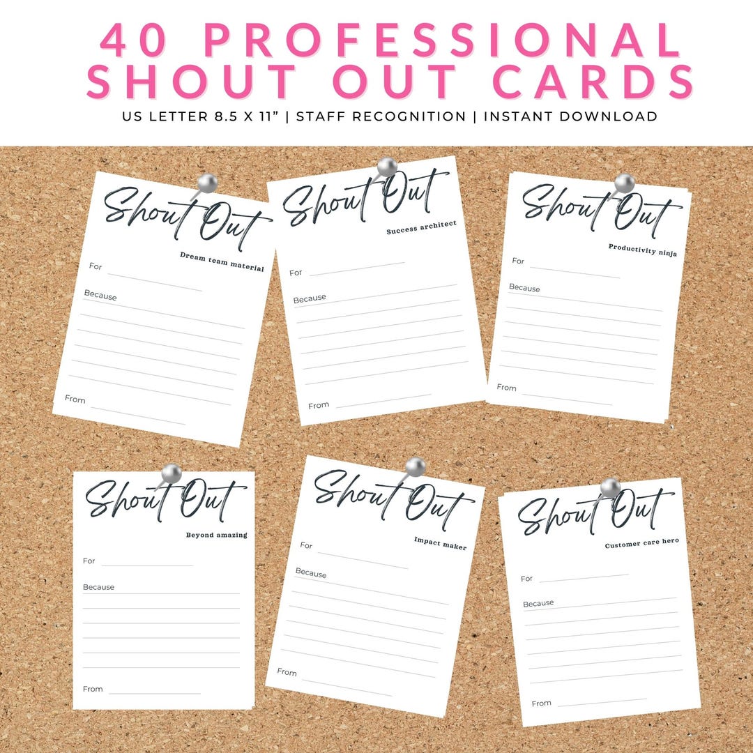 Staff Shout Out Cards - Employee Engagement - Printable Templates ...