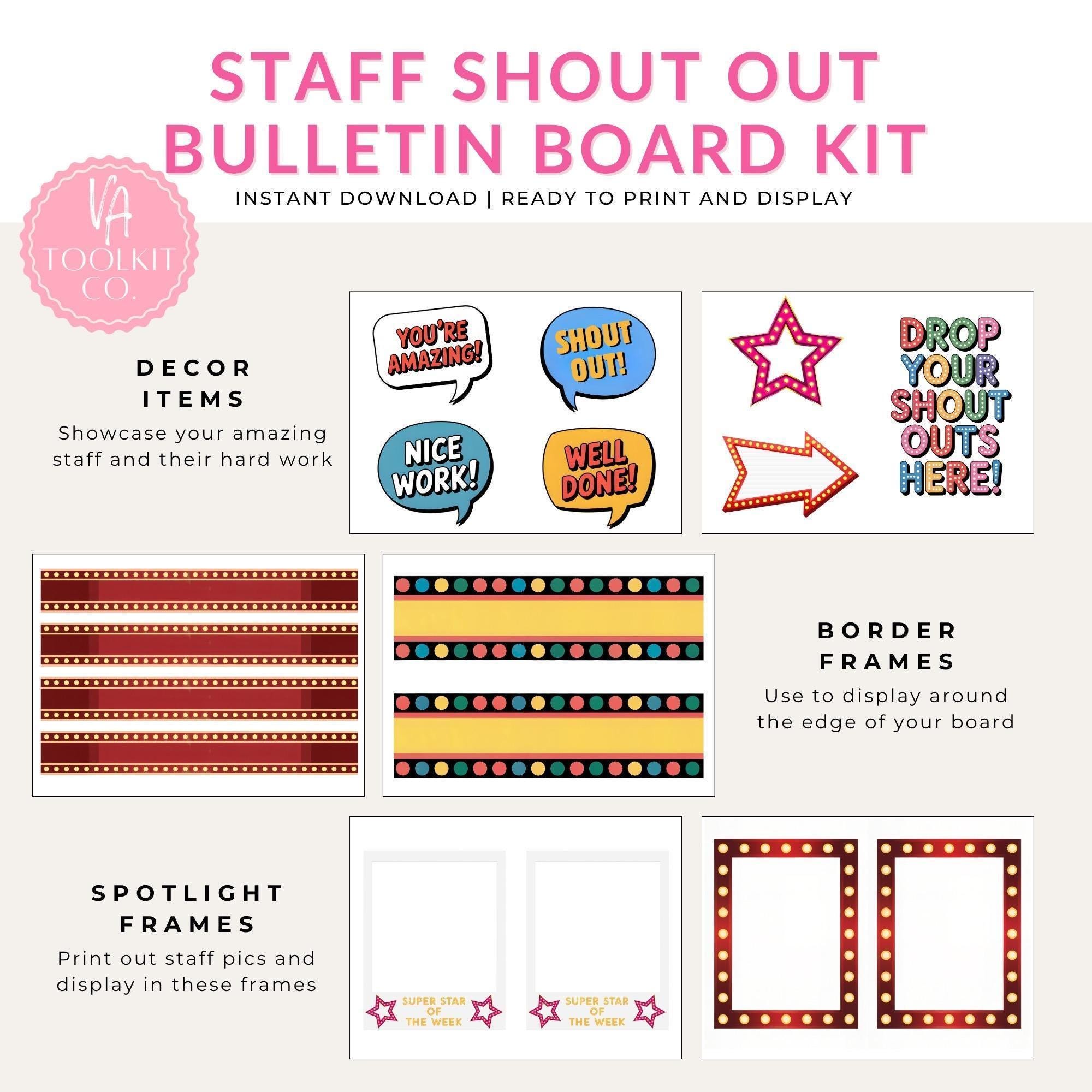 Employee Recognition Bulletin Board – Staff Shout Out Appreciation ...