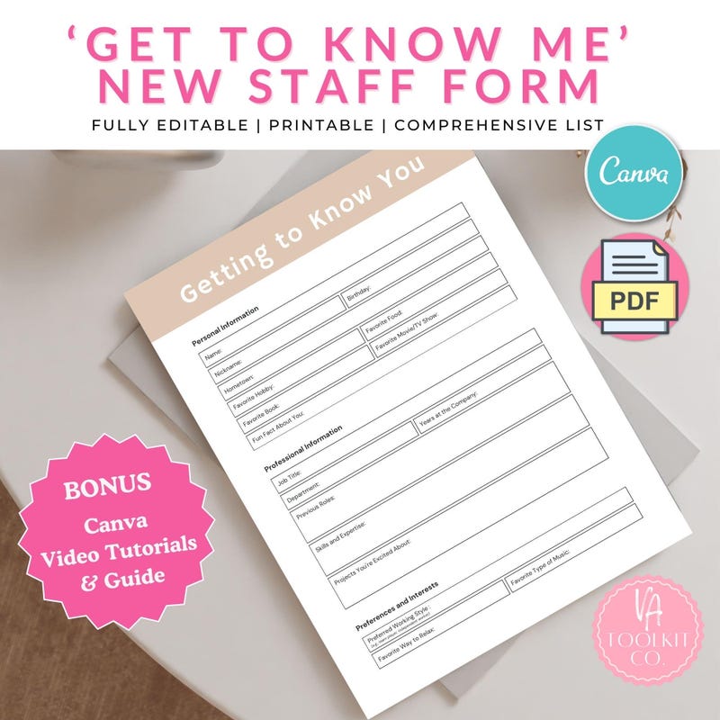 Get to Know Me Employee - Etsy