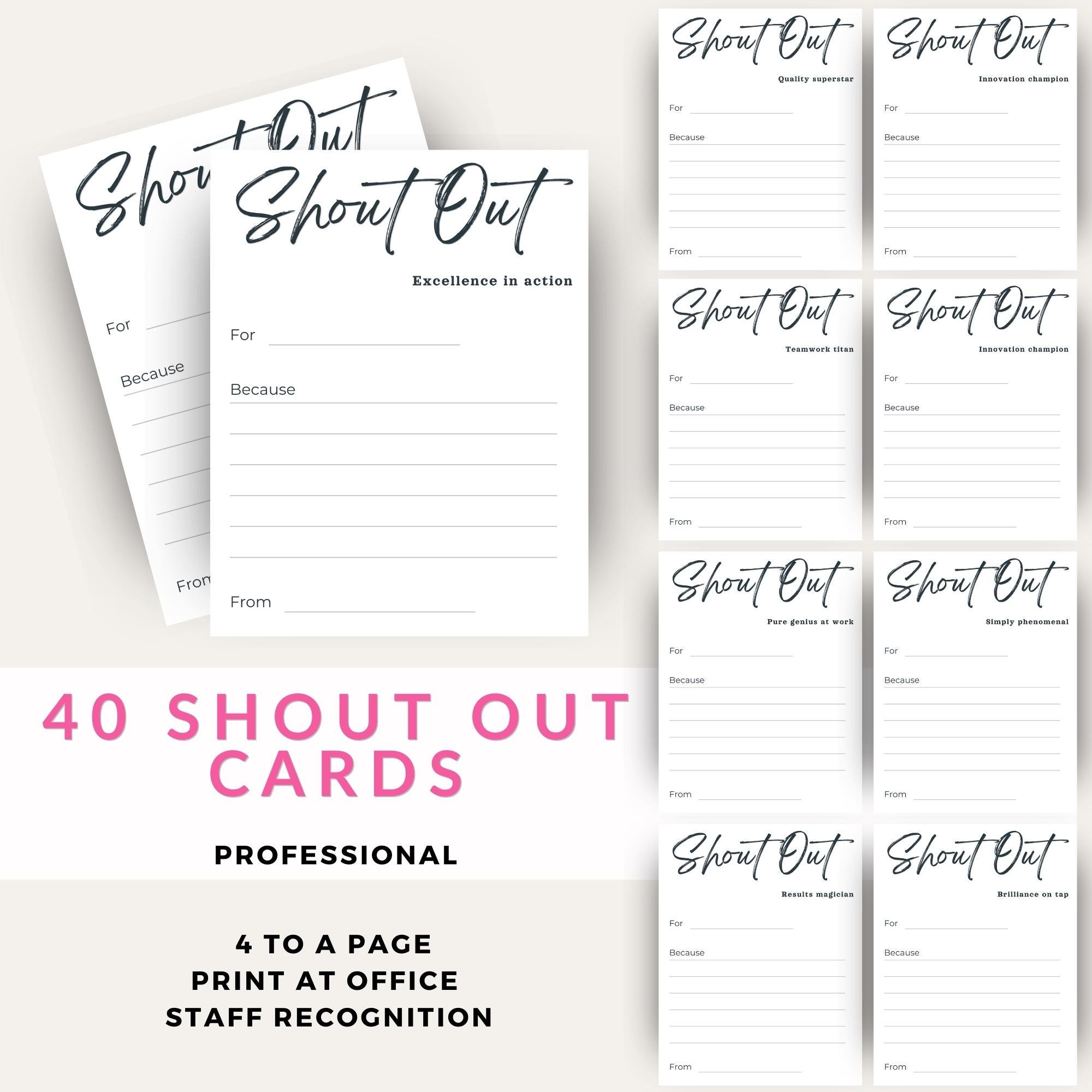 Staff Shout Out Cards - Employee Engagement - Printable Templates ...