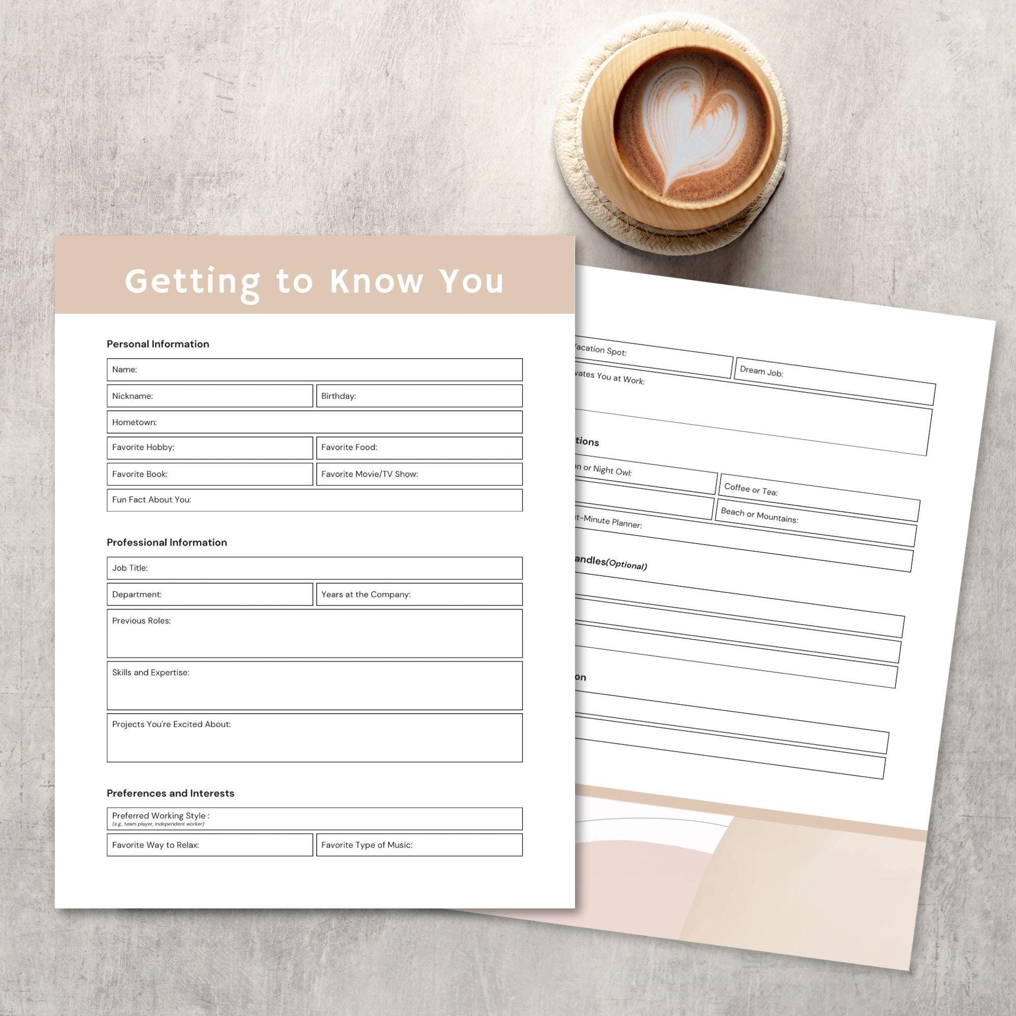 Team Building Get to Know Your Staff Questionnaire Printable, Coworker ...