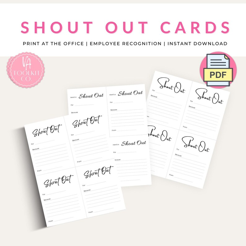 Staff Shout Out Cards - Employee Engagement - Printable Templates ...