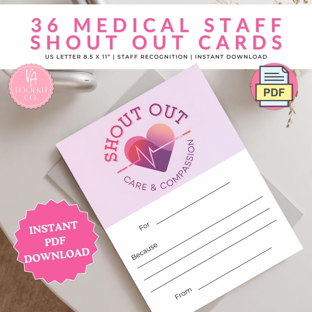 Medical Staff Shout Out - Staff Recognition Cards - Employee Engagement ...