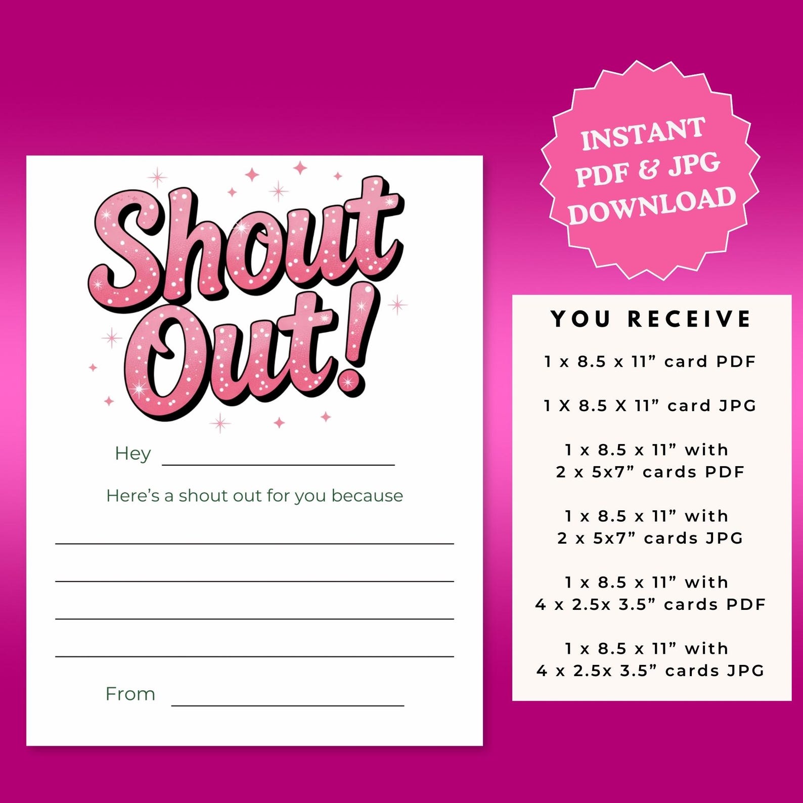 Staff Shout Out Cards for Employee Recognition, Printable Appreciation ...
