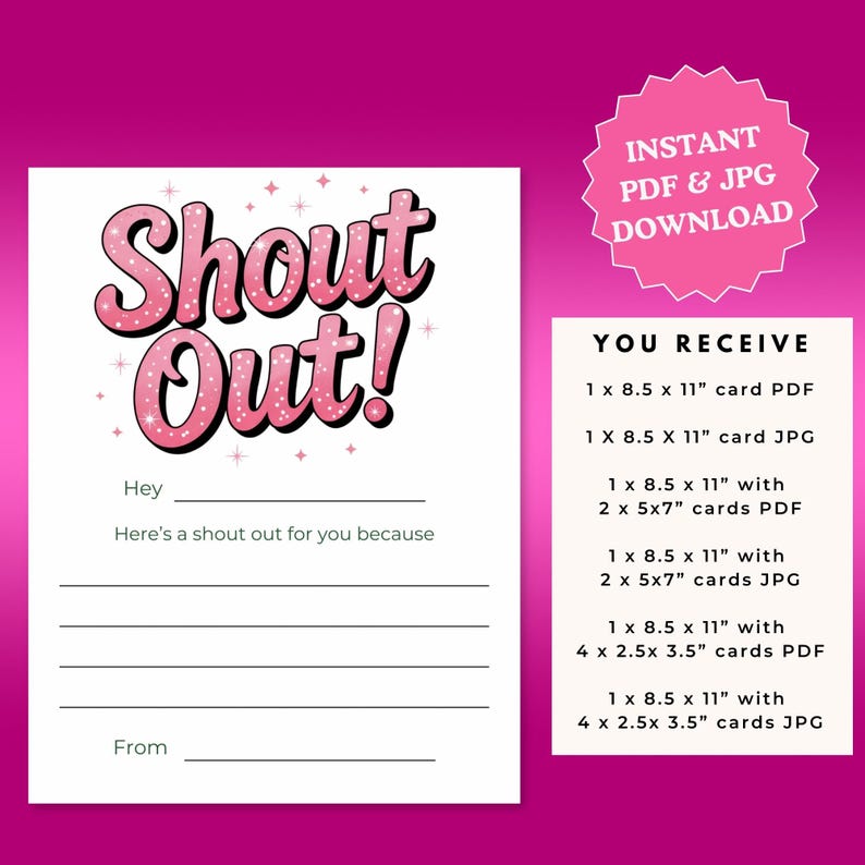 Staff Shout Out Cards for Employee Recognition, Printable Appreciation ...