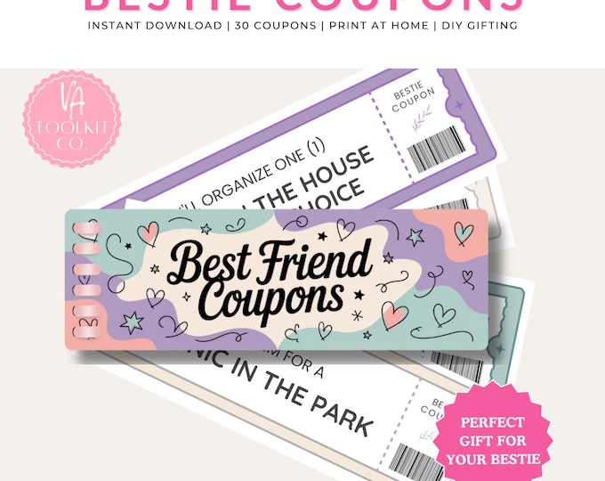 Best Friends Gift, Printable Coupons, Coupon Book, Birthday Gift Ideas ...