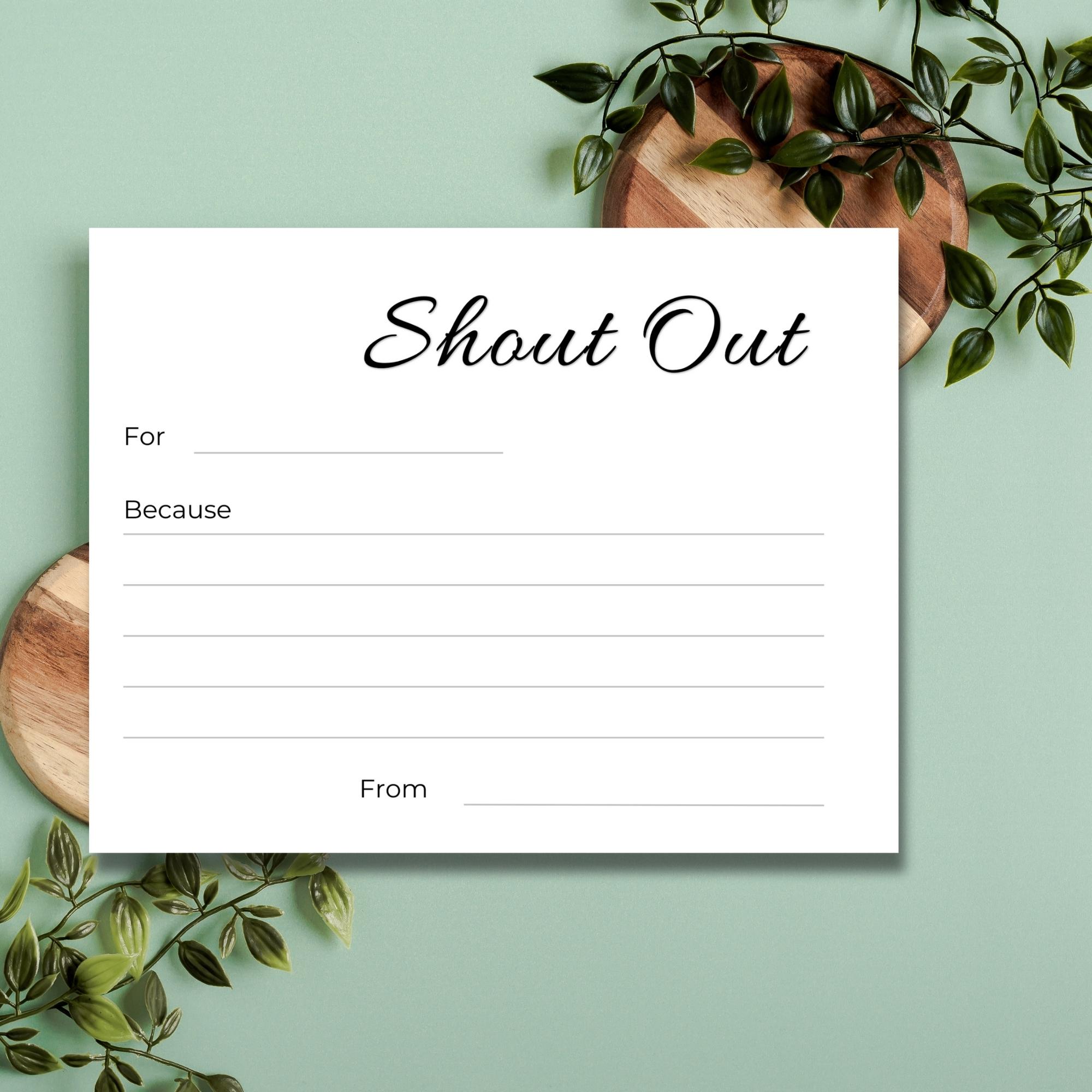 Staff Shout Out Cards - Employee Engagement - Printable Templates ...