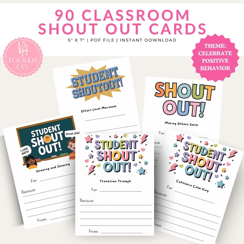Printable Teacher Shout Out Cards - Recognition Cards - Good Work ...