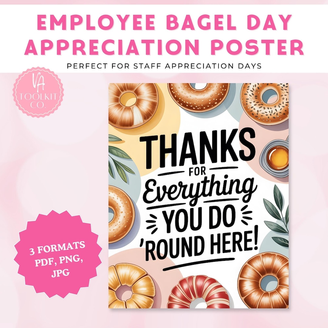 Employee Appreciation Bagel Sign, Printable Thank You Staff, Office ...