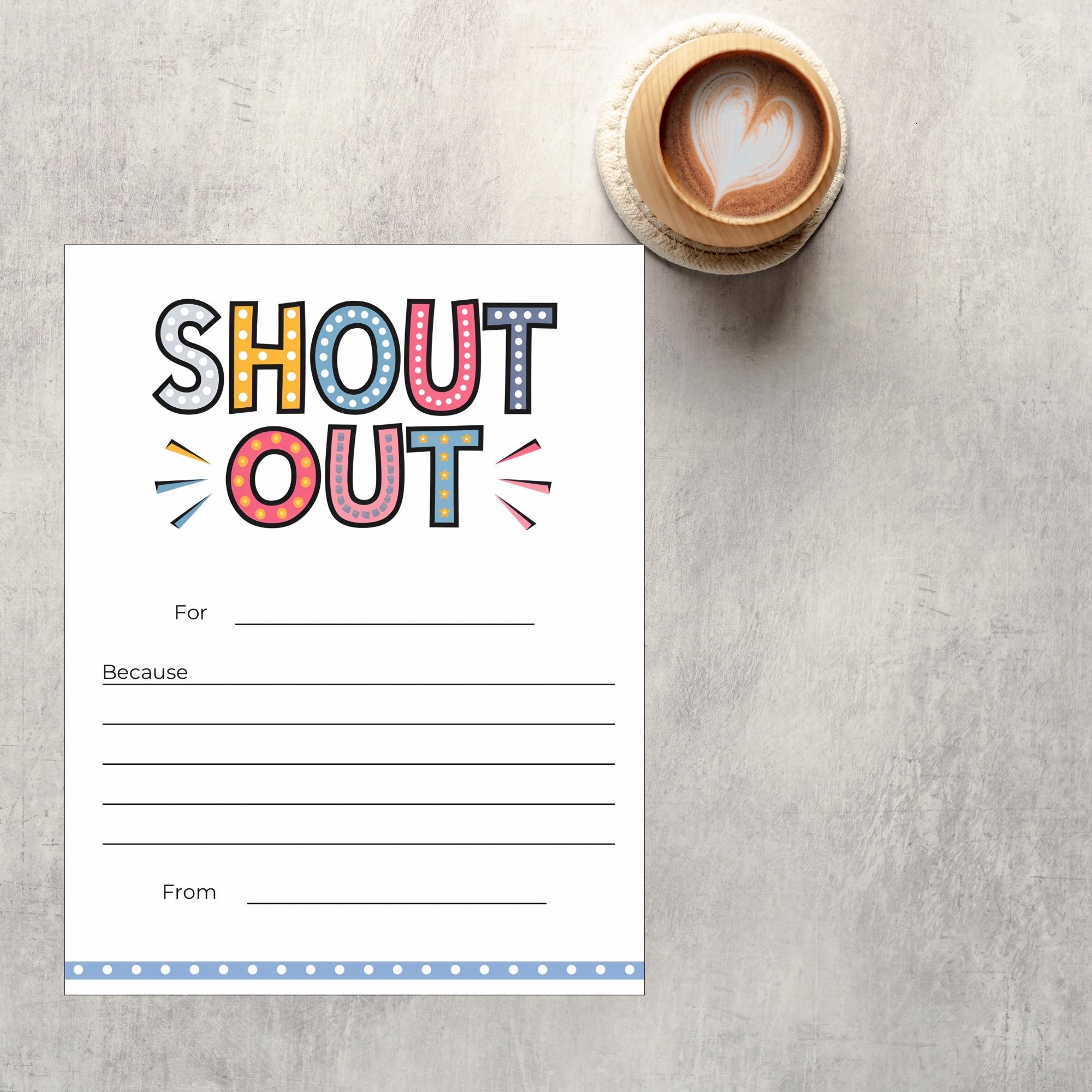 Staff Shout Out - Employee Engagement - Printable Templates - Kindness ...