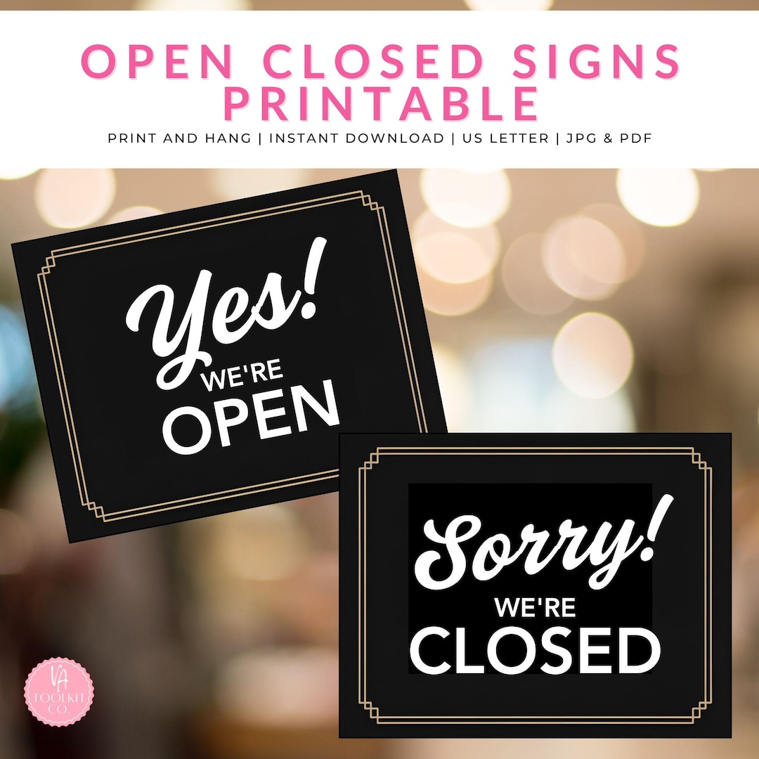 Printable Shop Open Closed Signs: Letter Size PDF + JPG, Digital ...