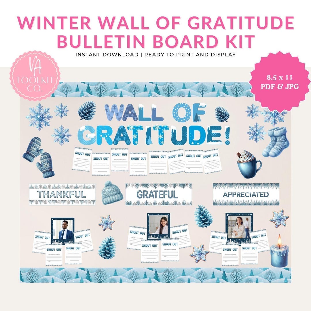 Winter Gratitude Bulletin Board Kit, Staff Appreciation Display ...