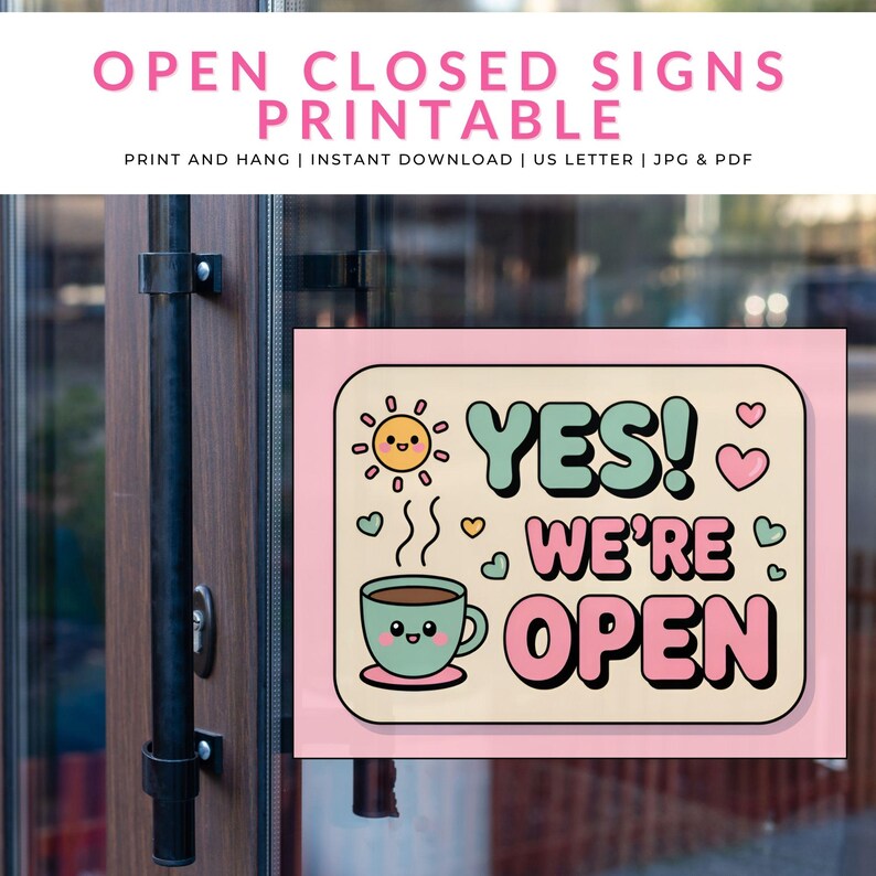 Printable Shop Open Closed Signs: Letter Size PDF + JPG, Open Closed ...