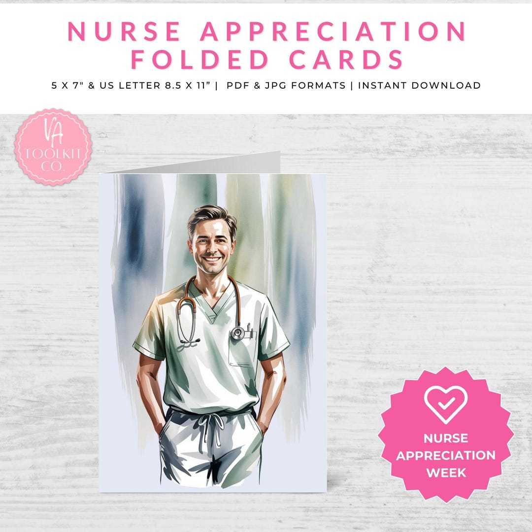 Nurse Appreciation Printable Card | 5x7 Folded Thank You Card ...