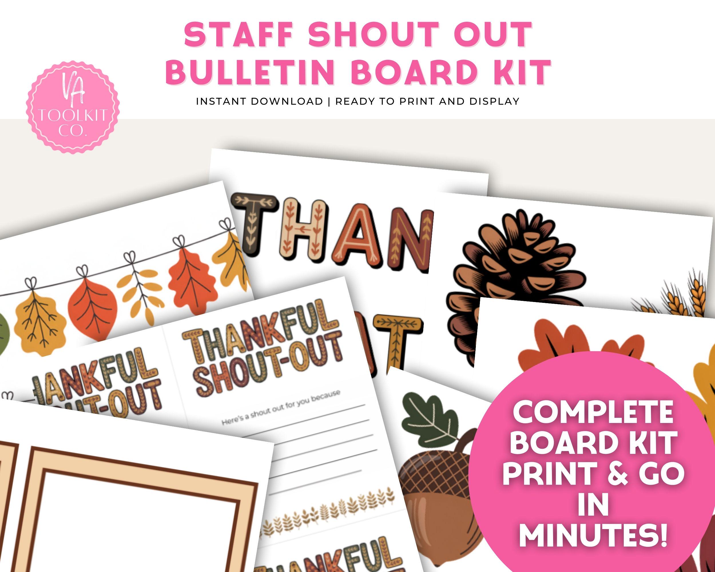 Staff Shout Out Board, Employee Recognition Kit, Staff Appreciation ...