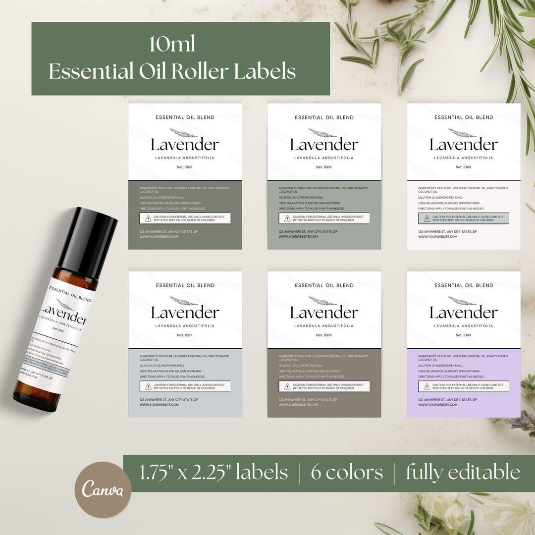 Customizable Essential Oil Label Templates Bundle for Aromatherapists ...