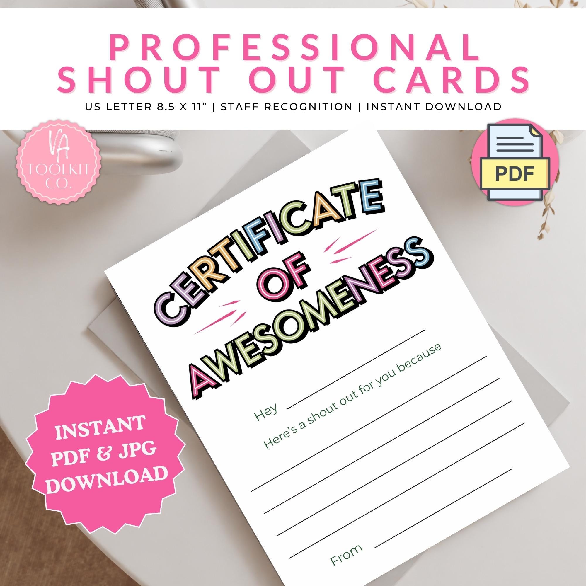 Employee Shout Out Cards for Staff Recognition, Printable Appreciation ...