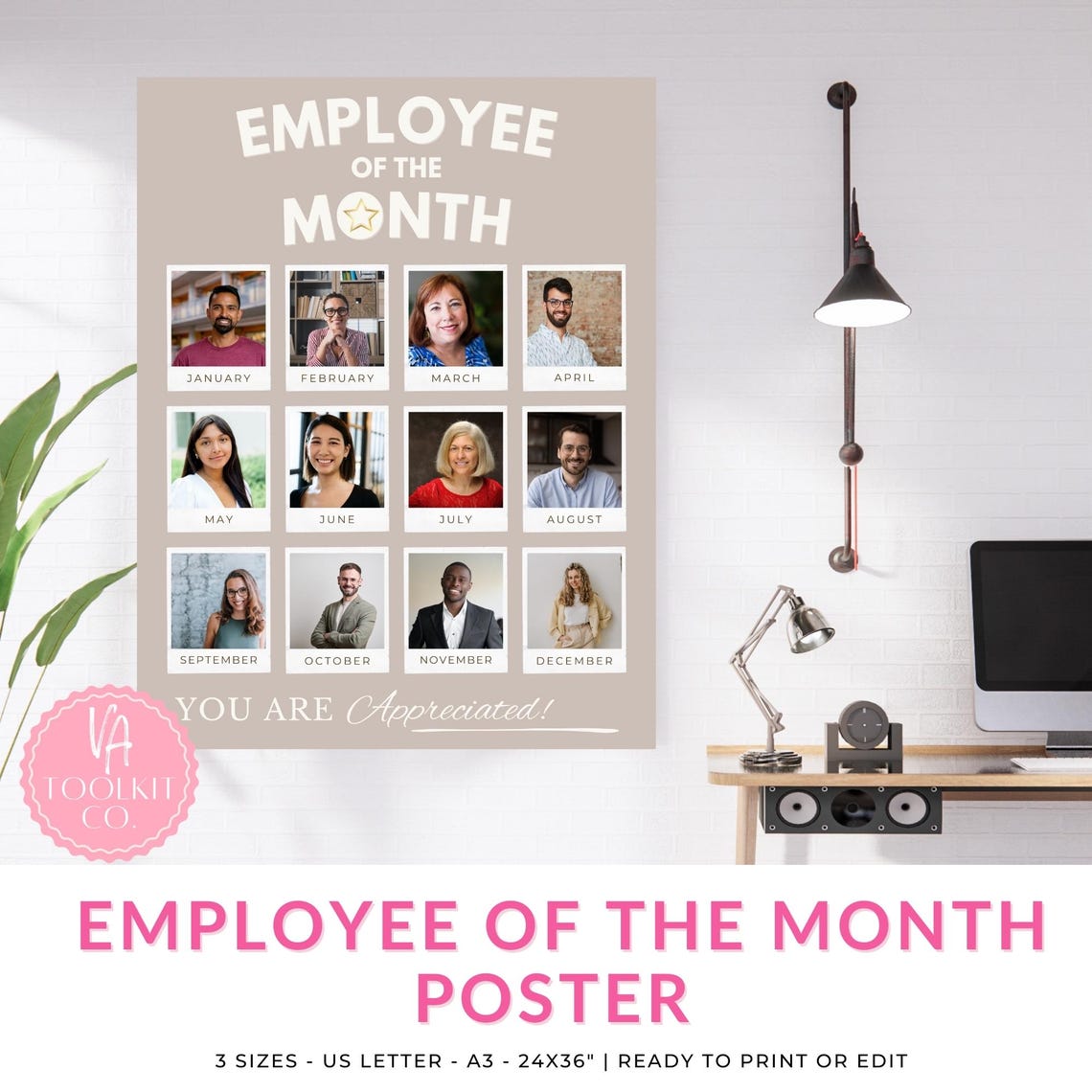 Employee of the Month Poster, Editable Recognition Template, Printable ...