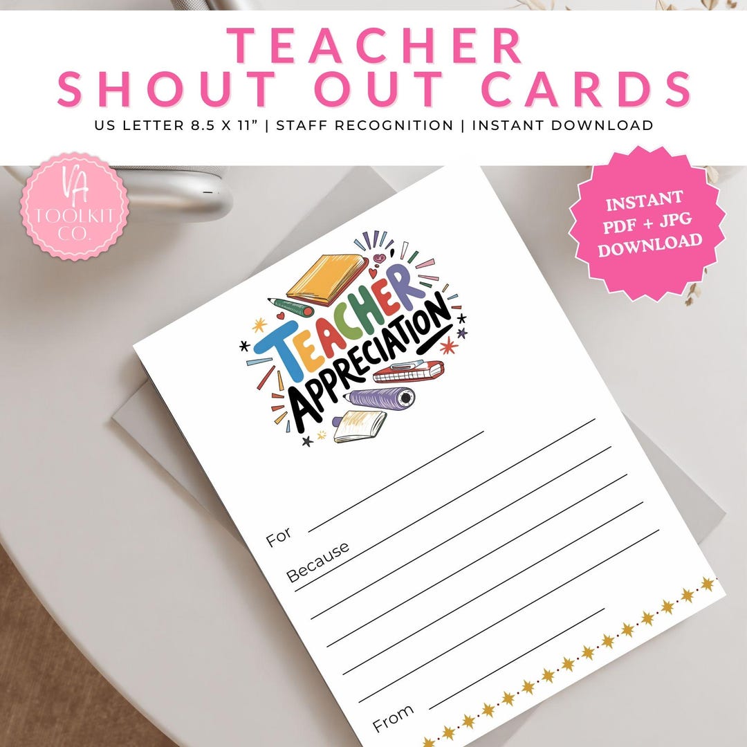 Teacher Shout Out Cards - Student Engagement - Printable Templates ...