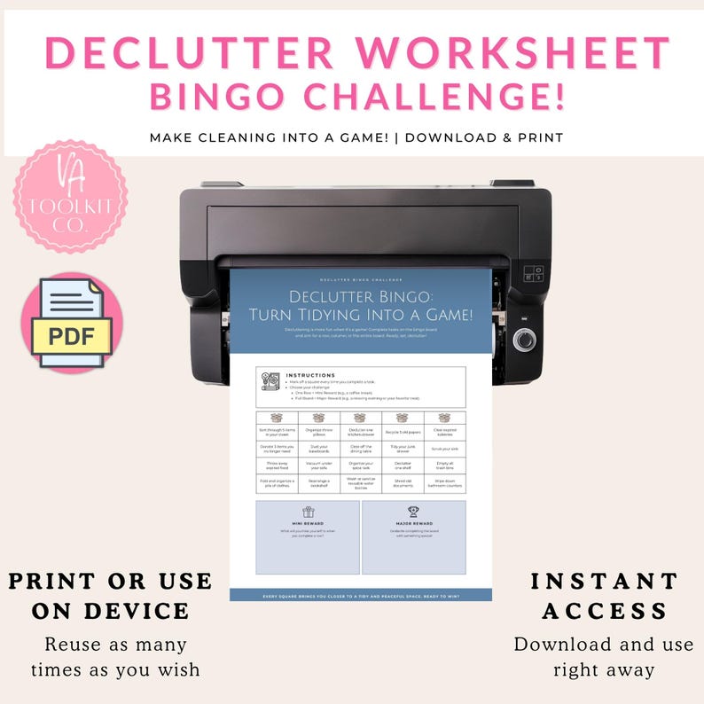 Declutter Bingo Challenge, Printable Cleaning Game, Spring Cleaning ...