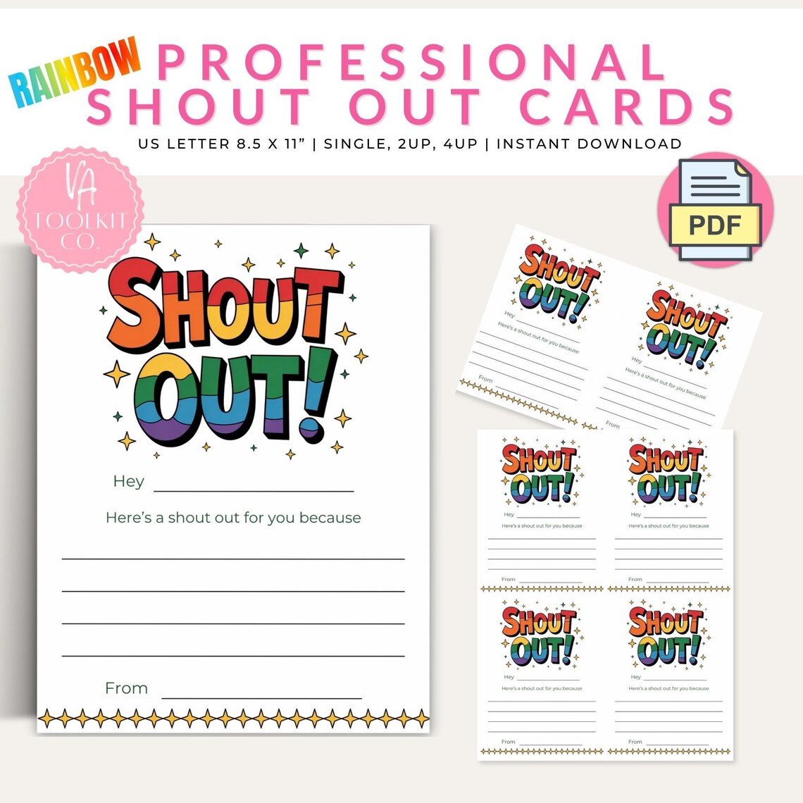 Employee Shout Out Cards for Staff Recognition, Printable Appreciation ...