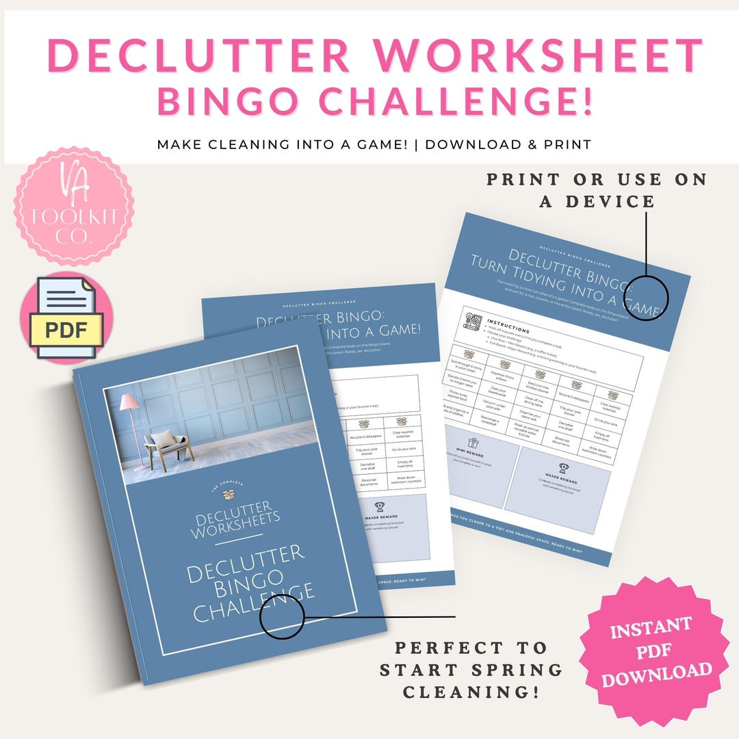Declutter Bingo Challenge, Printable Cleaning Game, Spring Cleaning ...