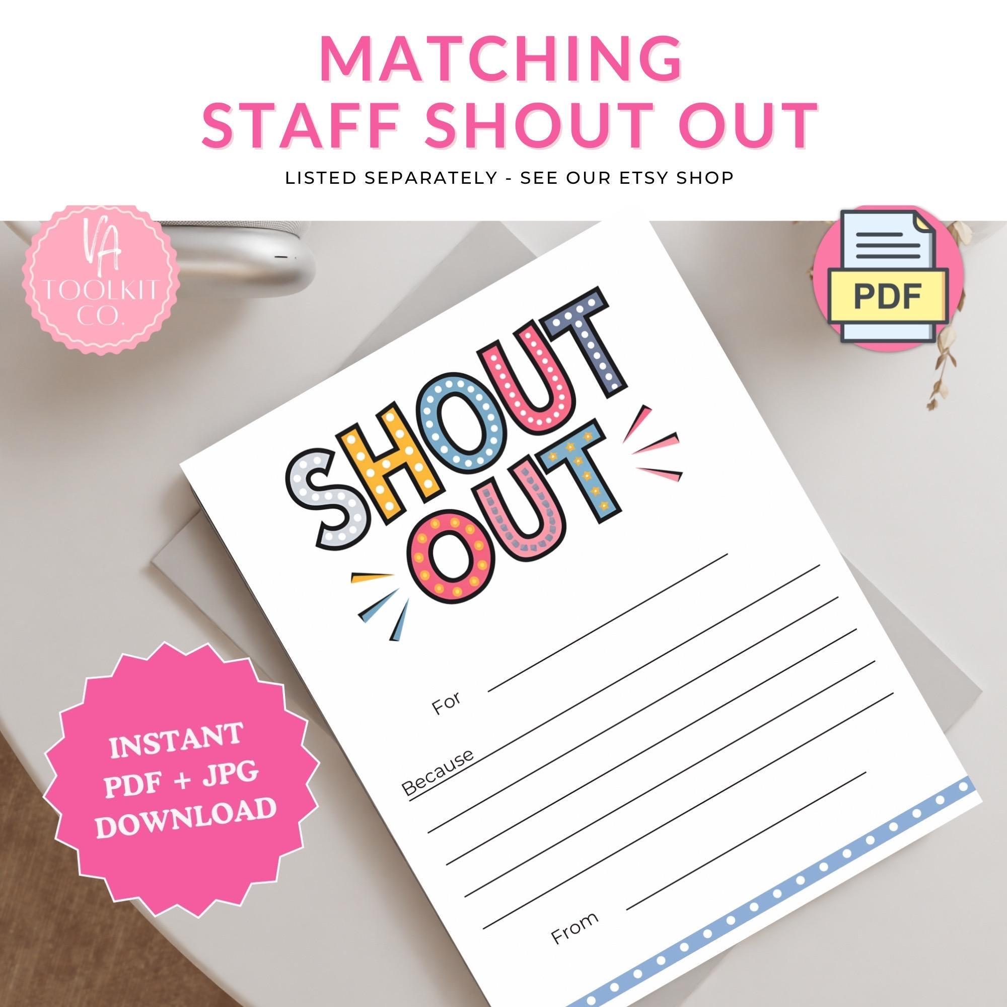 Staff Shout Out Board, Employee Recognition Bulletin, Staff ...