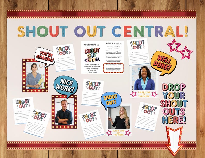 Staff Shout Out Board, Employee Recognition Bulletin, Staff ...