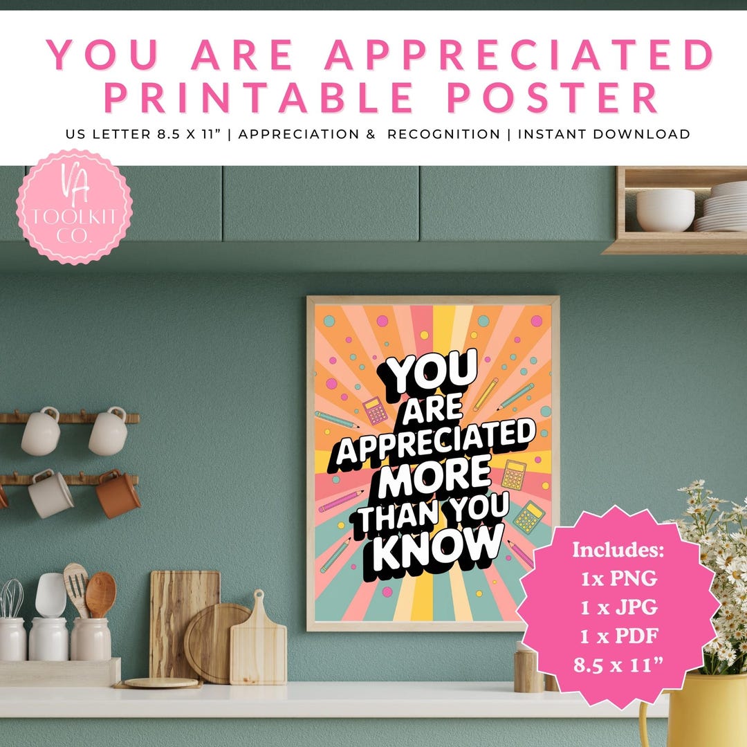 You Are Appreciated More Than You Know, Printable Thank You Sign ...