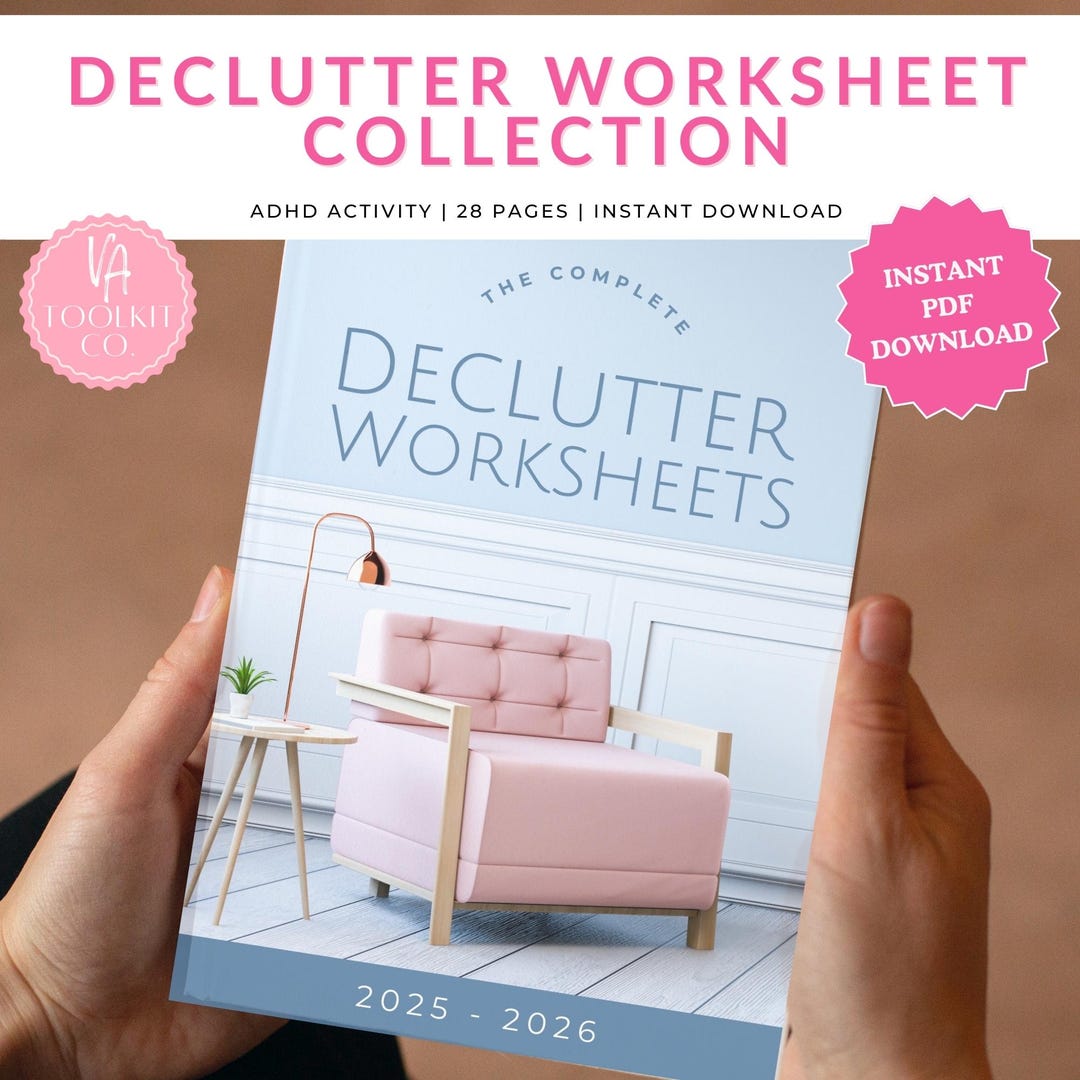 Declutter Worksheet Printable, Home Organization Planner, Declutter ...