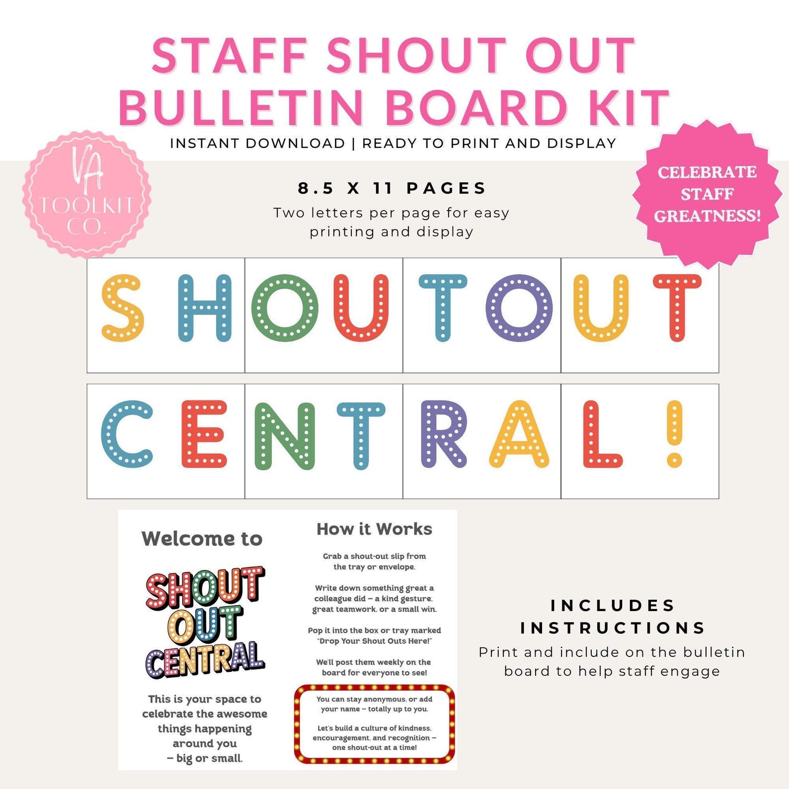 Employee Recognition Bulletin Board – Staff Shout Out Appreciation ...
