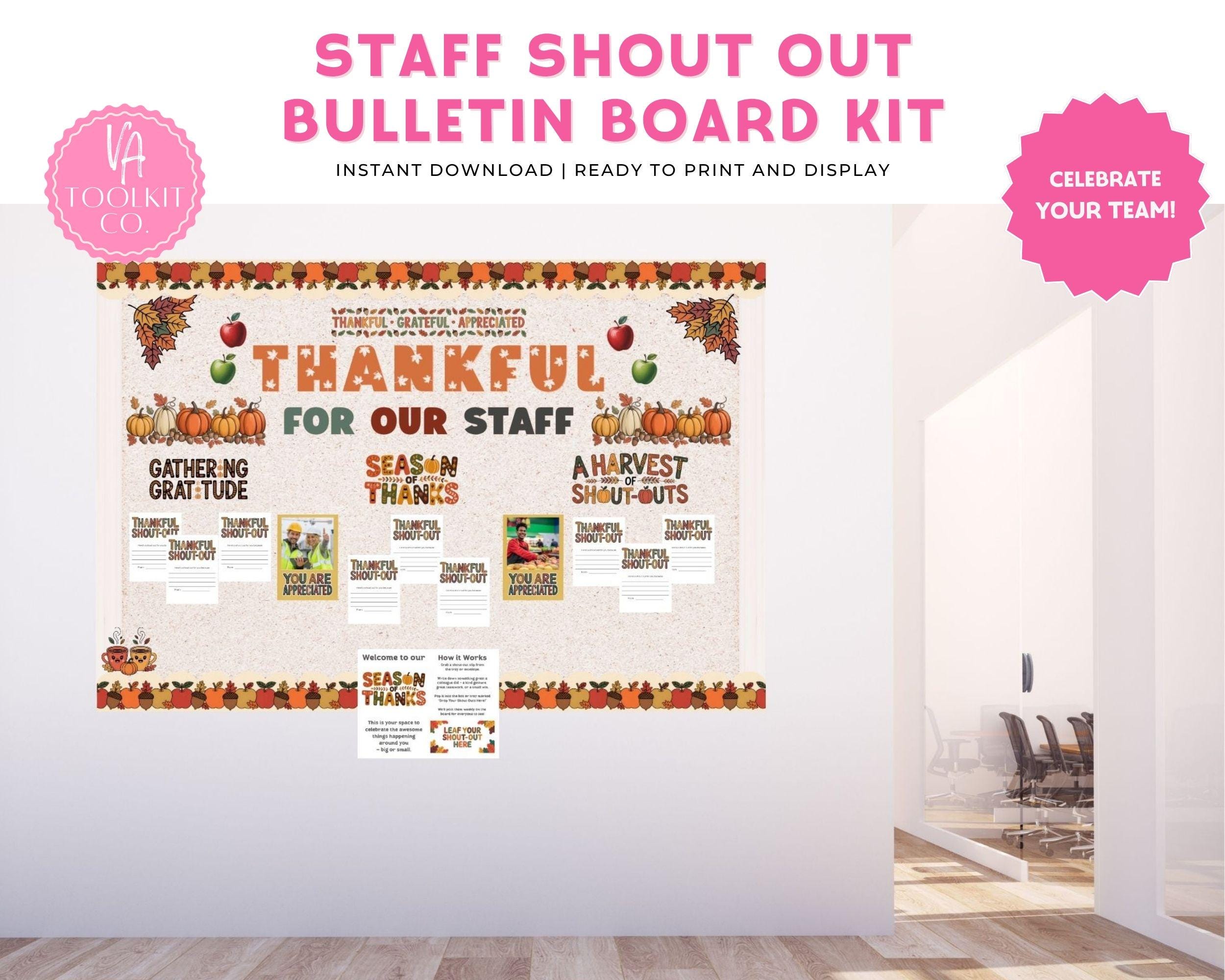 Staff Shout Out Board, Employee Recognition Kit, Staff Appreciation ...
