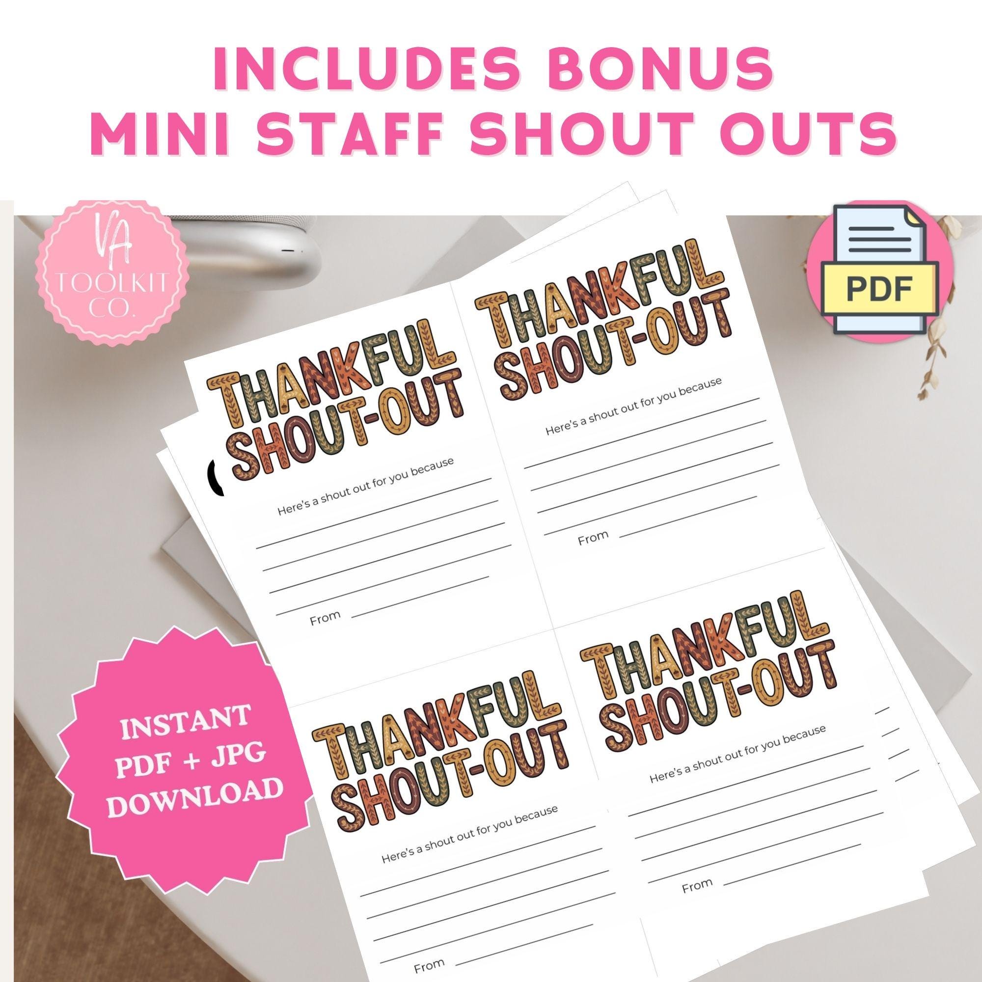 Staff Shout Out Board, Employee Recognition Kit, Staff Appreciation ...